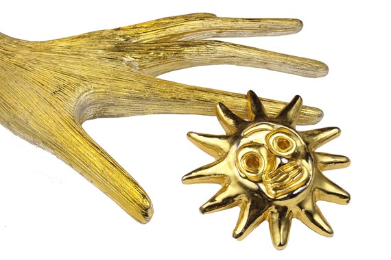 CHRISTIAN LACROIX Vintage Large Sun Face Brooch - Gem
