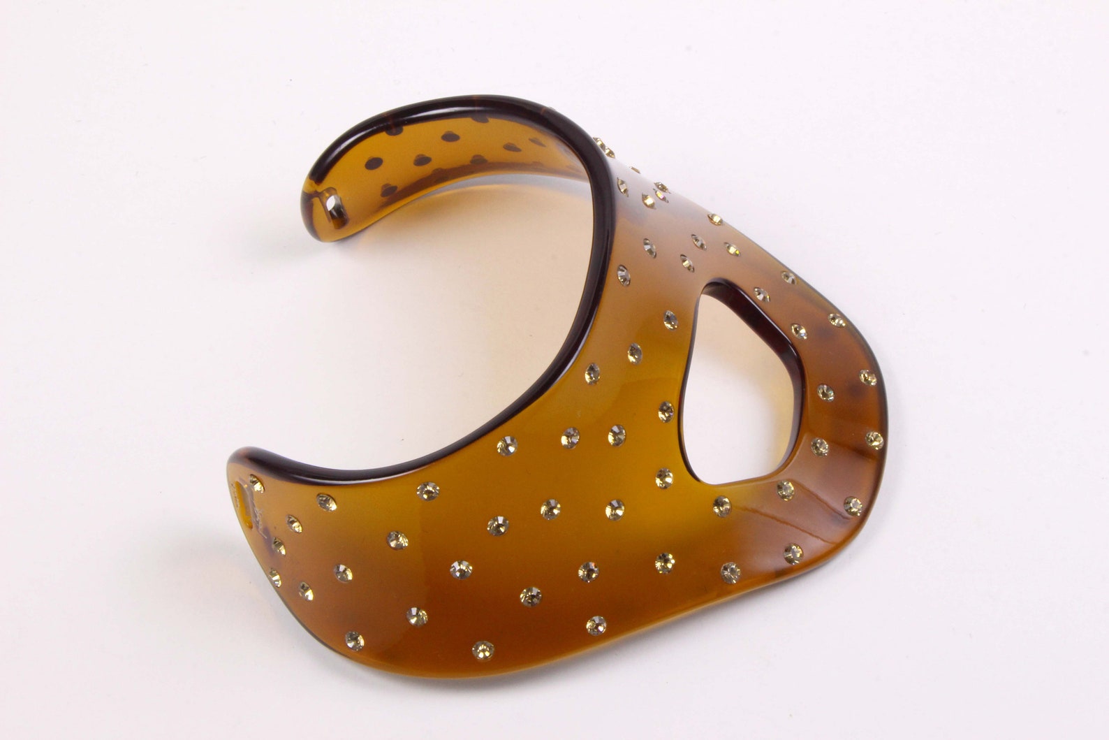 YVES SAINT LAURENT Vintage Brown Plexiglass Rhinestones Anatomical ...