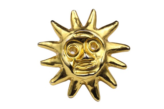 CHRISTIAN LACROIX Vintage Large Sun Face Brooch - Gem