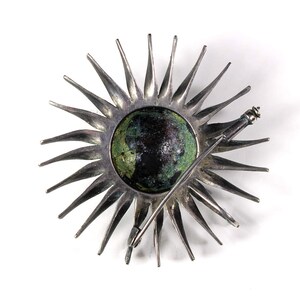 Silver and Enamel Sun Brooch - Etsy
