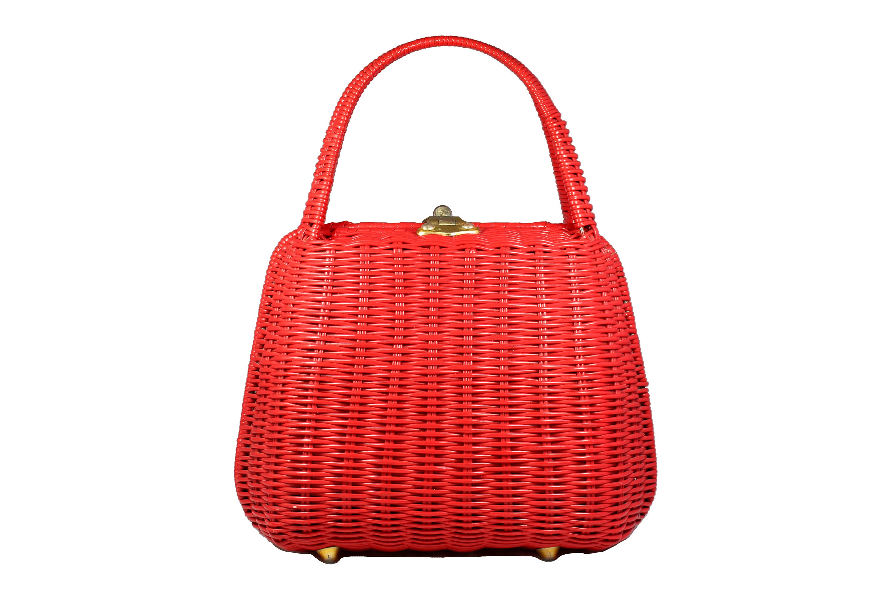 LESCO Vintage Red Plastic Wicker Bag - Etsy