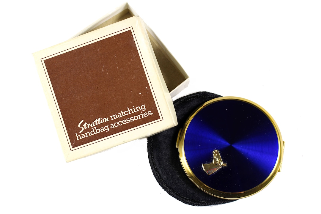 Vintage Stratton Powder Compact Case Blue Horse - Etsy