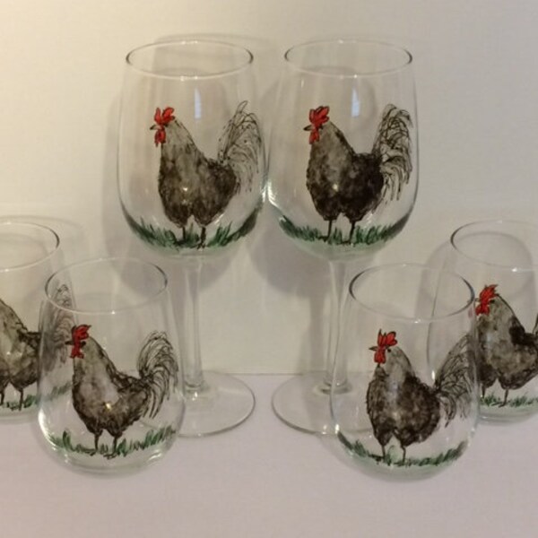 Rooster Wine Glass - Etsy