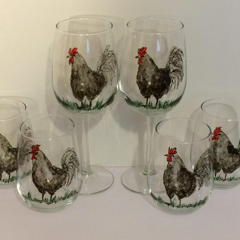 Rooster Wine Glass - Etsy