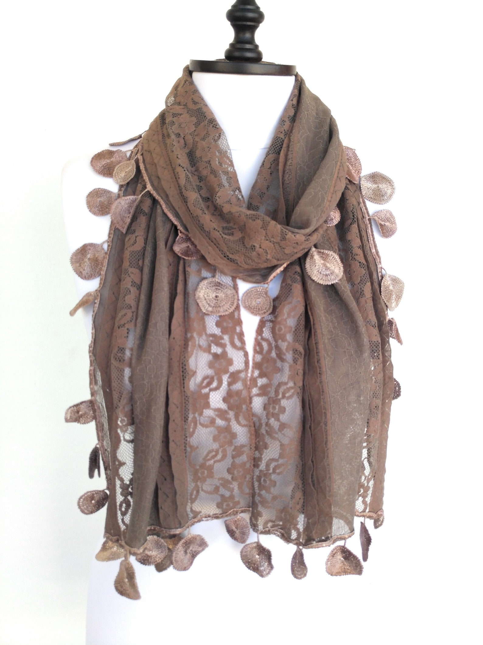 Womens Brown Scarf Lace Scarf Unique Gift for Women Gift Ideas - Etsy
