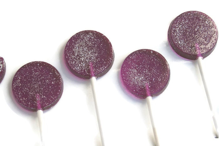 Purple and Silver Lollipops - Flat Round Hard Candy With Edible Glitter ...