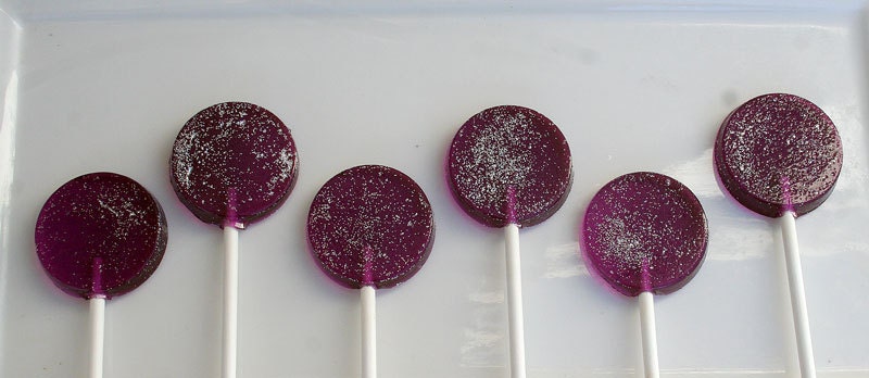 Purple and Silver Lollipops - Flat Round Hard Candy With Edible Glitter ...