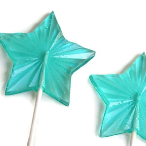 Light Aqua Blue Stars Lollipops - Large Faceted Hard Candy Stars - 6 ...