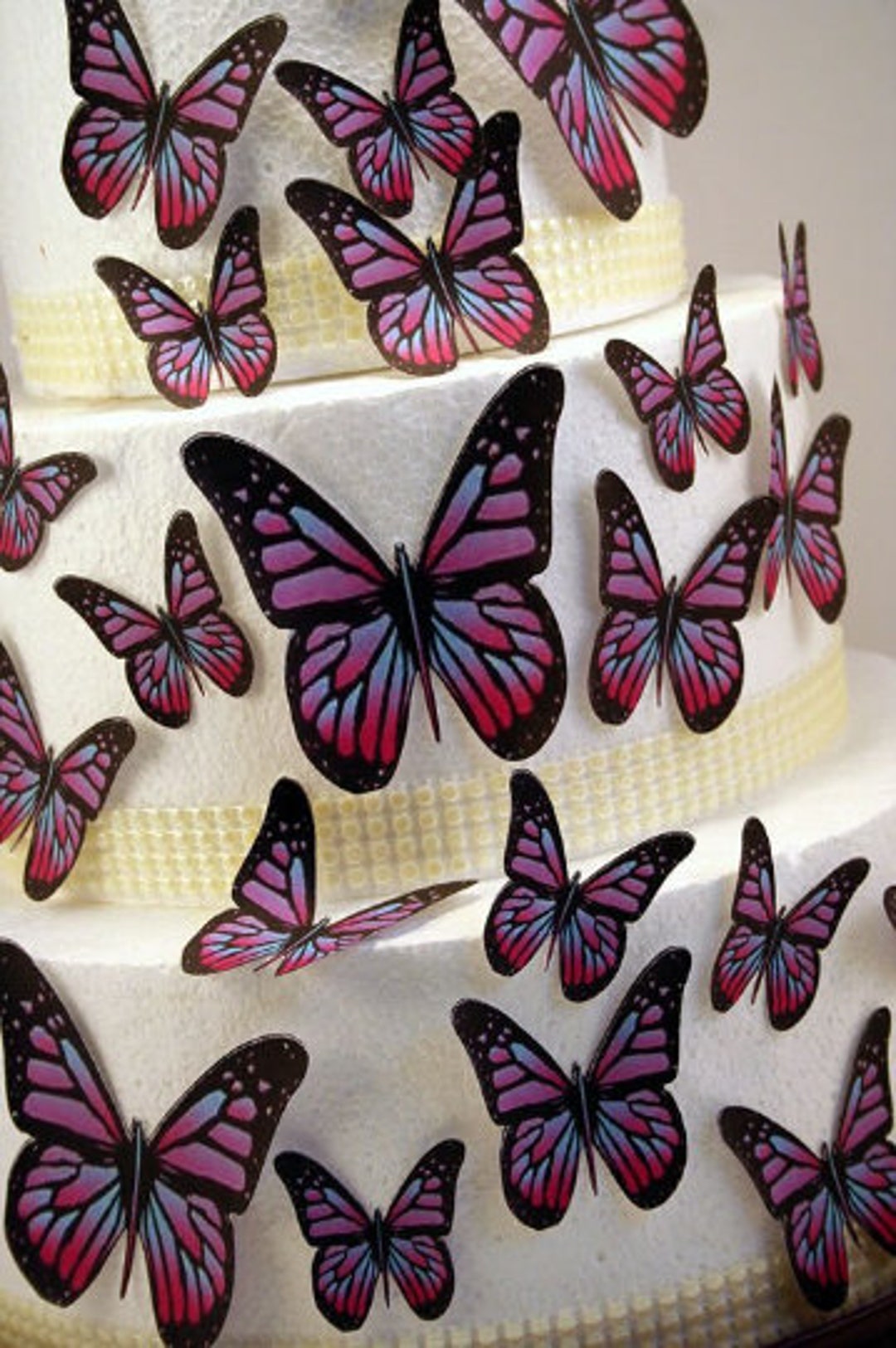 Edible Butterfly Cake Decorations, Purple and Pink Edible Butterflies ...