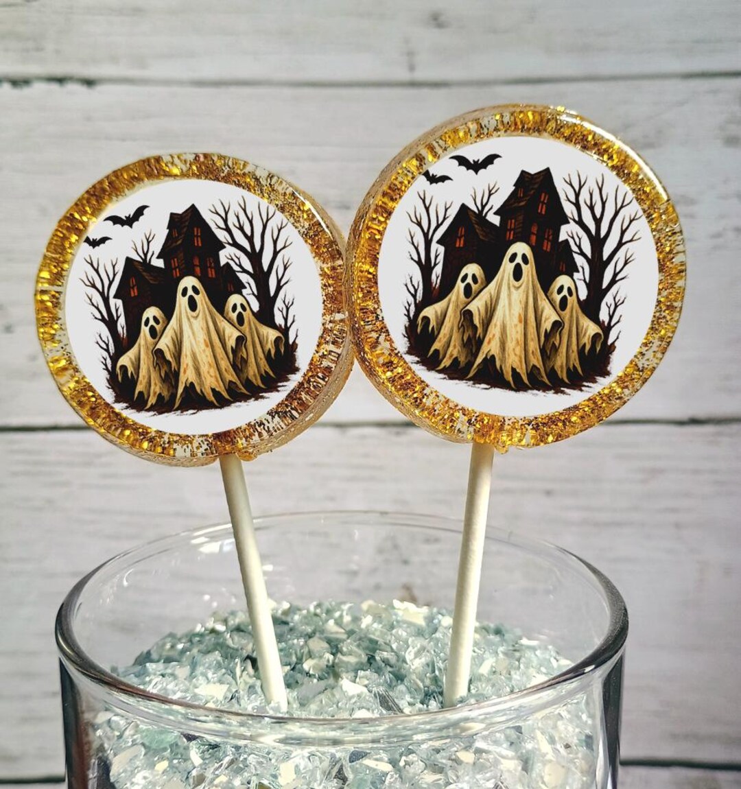 Spooky Ghosts Halloween Lollipops Set of 3, Souvenir Lollipops, Edible ...