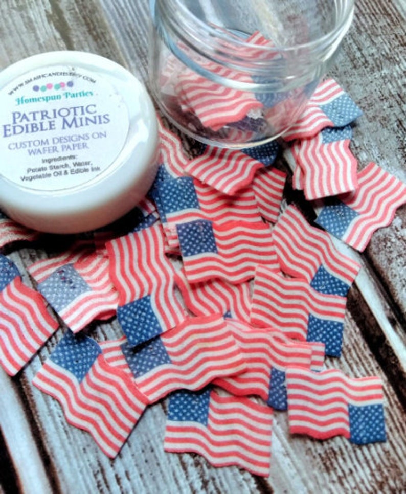 Mini American Flag Cake Decorations, Drink Topper, Cocoa Bomb Sprinkles ...