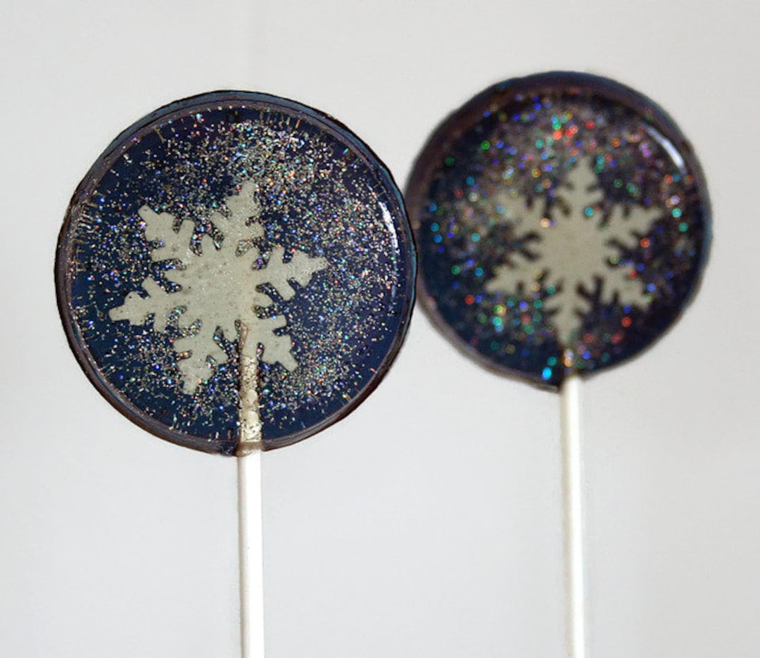 Navy Blue Snowflakes Winter Wedding Favor Lollipops, Set of 5, Frozen ...