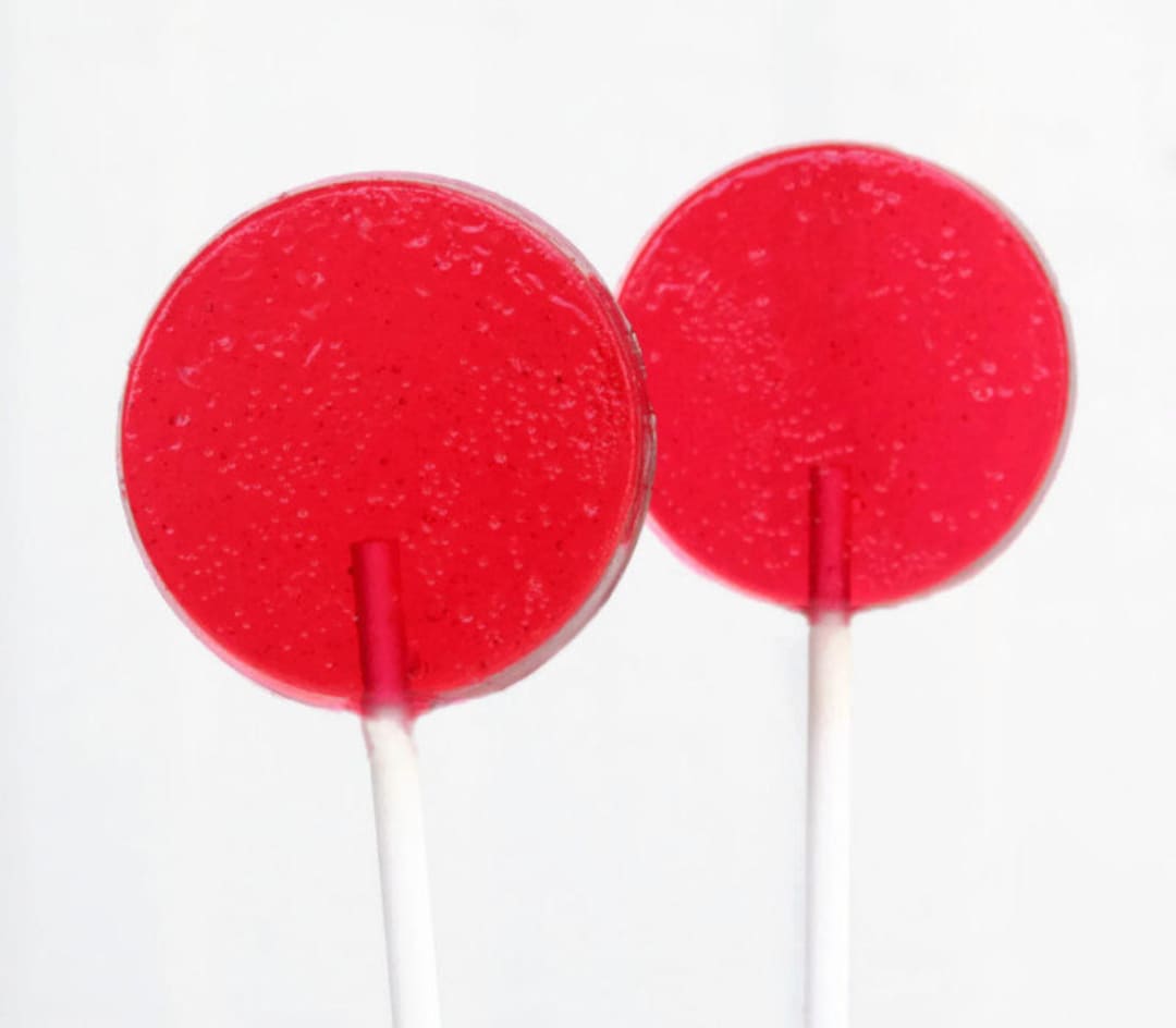 Red Wedding Favor Lollipops - Flat Round Hard Candy - 6 Lollipop Pack ...
