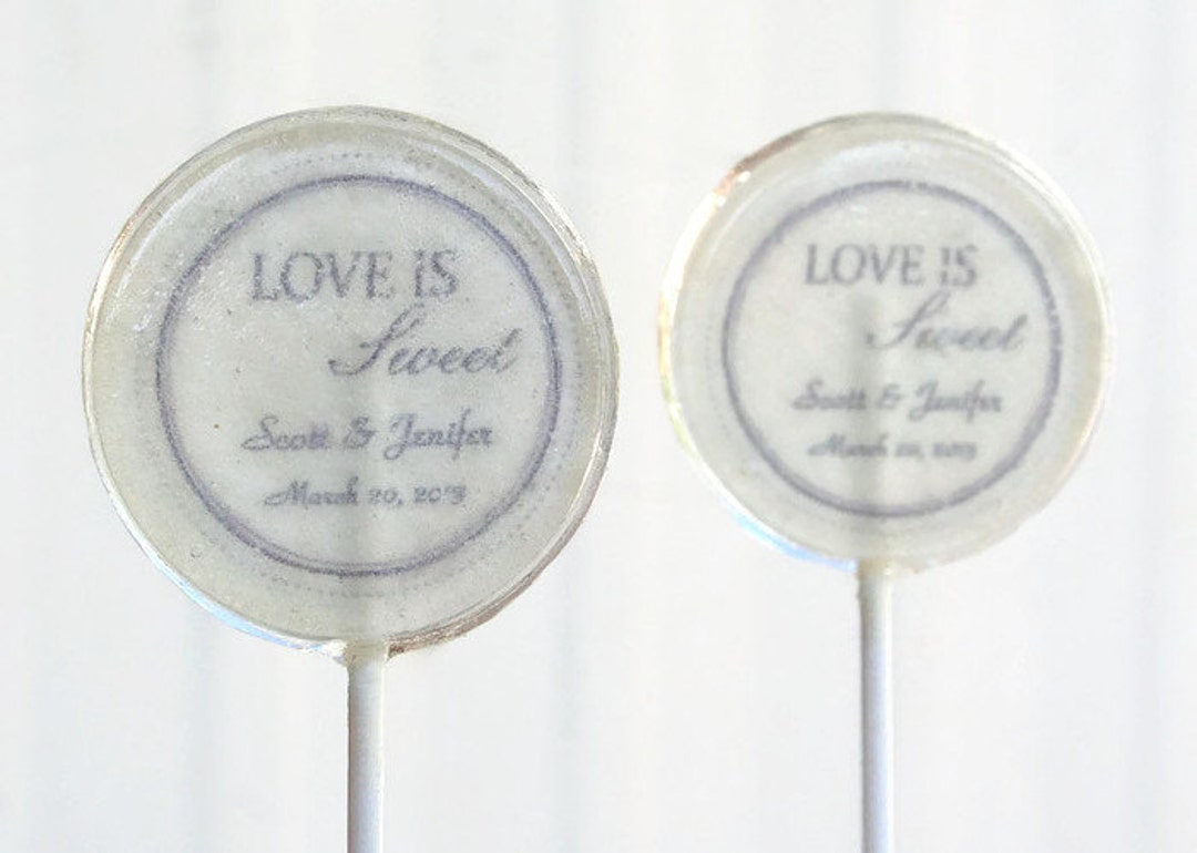 Love is Sweet Black and White Wedding Favor Lollipops Set of 6 Edible ...
