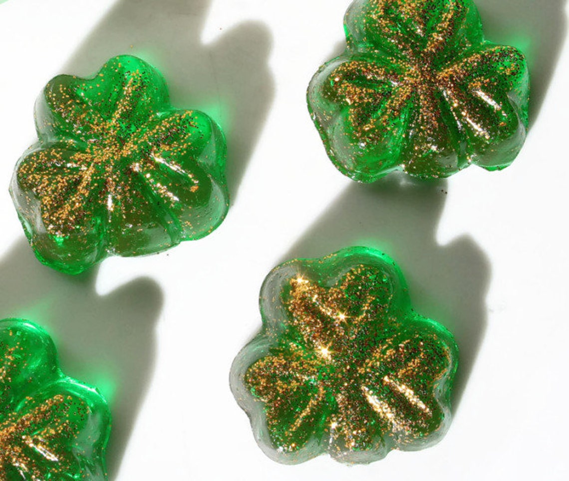 Green Candy Shamrocks W/ Edible Gold Glitter - St. Patricks Day Hard ...