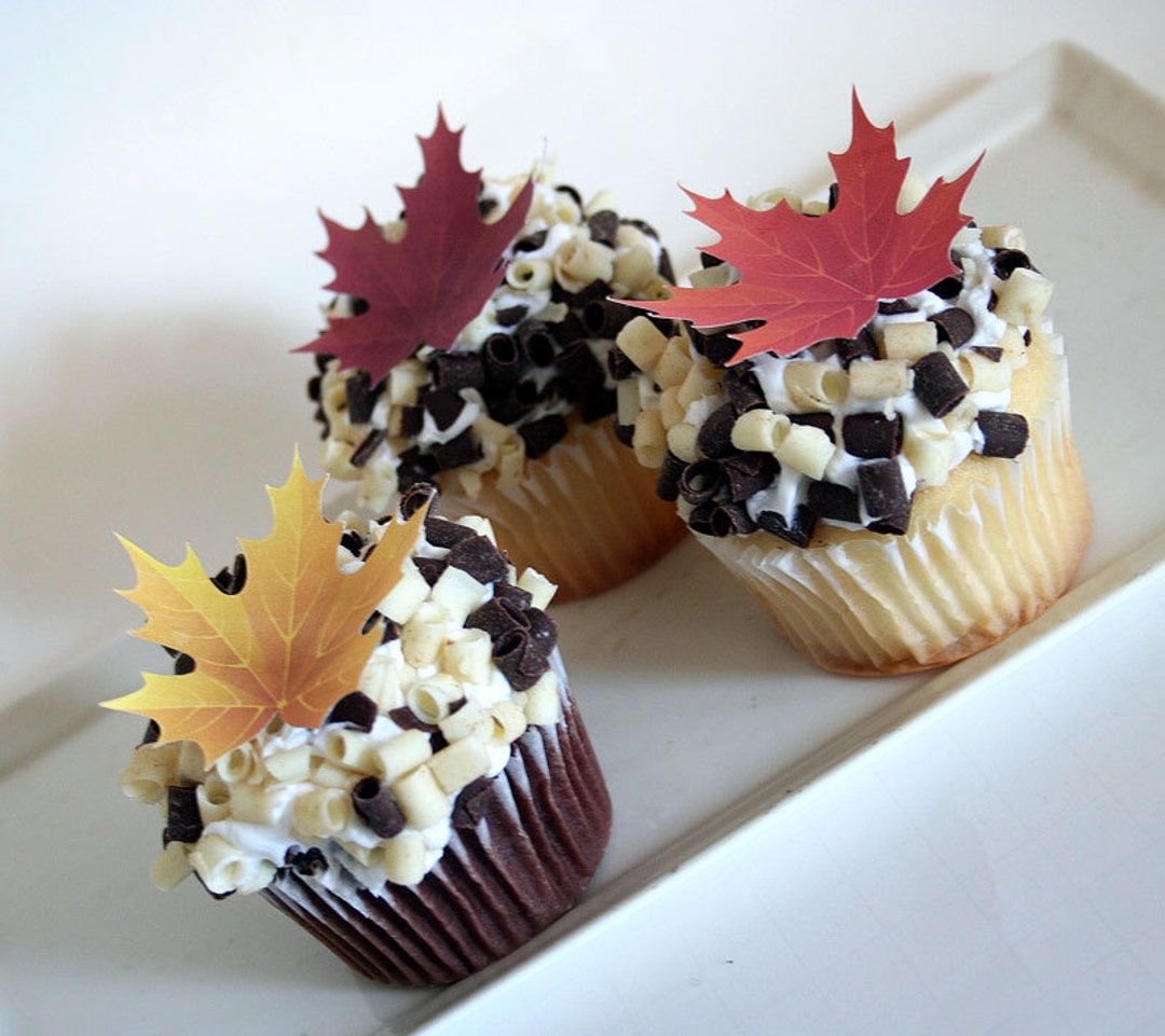 Fall Wedding Cake Topper, Fall Leaves Maple Leaves, Set of 12 DIY Cake ...
