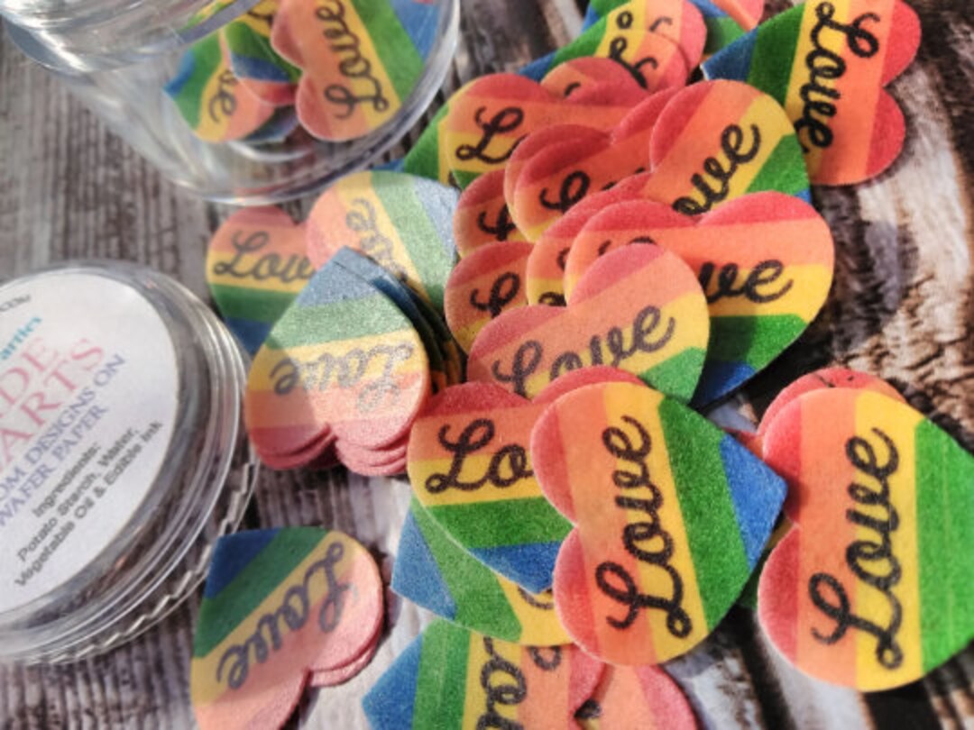 Mini Pride Heart Cake Decorations, LGBTQ Drink Topper, Cocoa Bomb ...