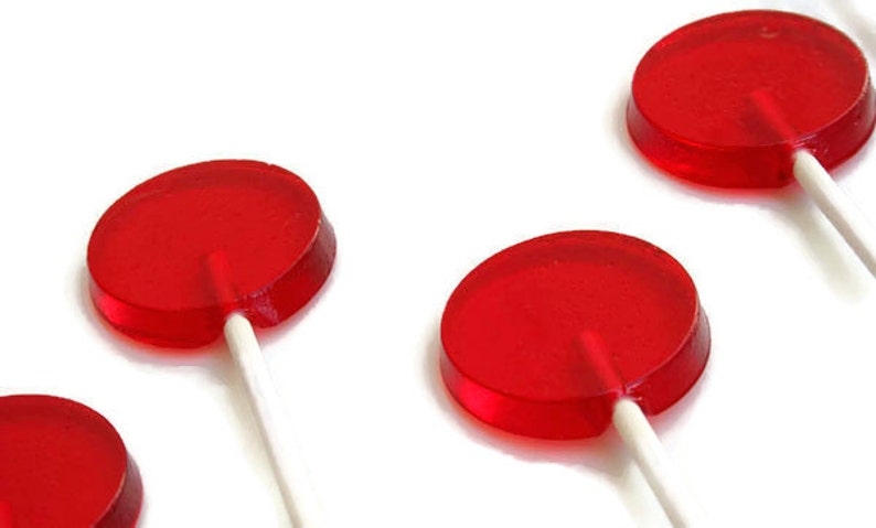 Red Wedding Favor Lollipops - Flat Round Hard Candy - 16 Lollipop Pack ...