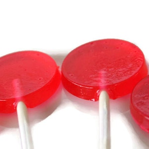 Red Wedding Favor Lollipops - Flat Round Hard Candy - 6 Lollipop Pack ...