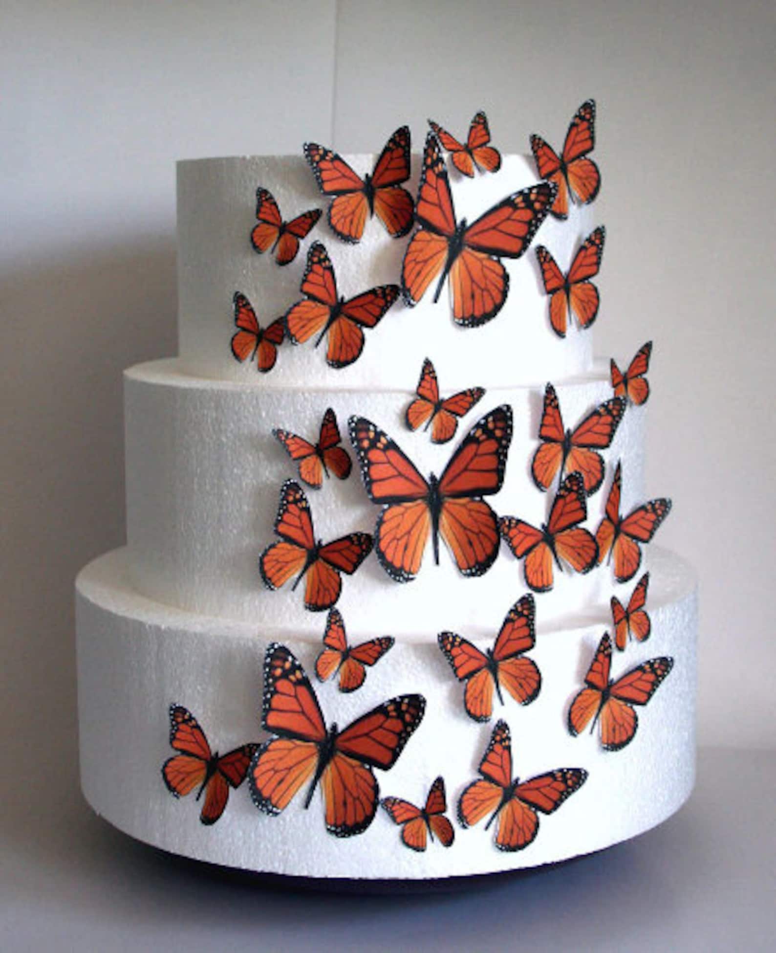 Edible Butterfly Cake Decorations, Orange Monarch Edible Butterflies ...