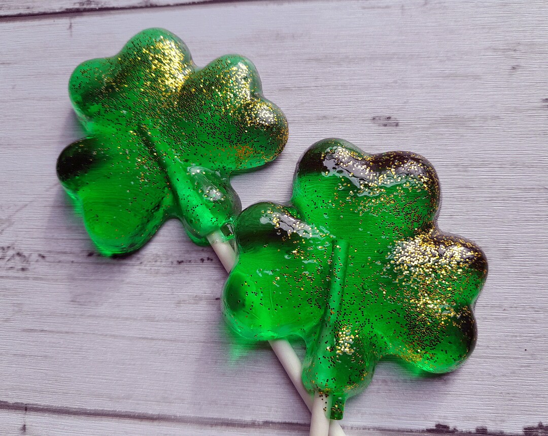 Green and Gold Shamrocks Wedding Favor Lollipops - St Patricks Day Hard ...