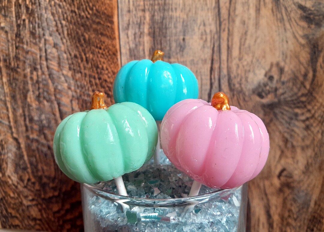 3D Pastel Pumpkin Lollipops, 4 Lollipop Set, Halloween Party ...
