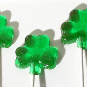 Green Shamrocks Wedding Favor Lollipops - St Patricks Day Hard Candy ...