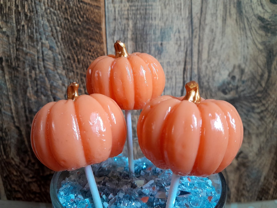 3D Orange Pumpkin Lollipops, 4 Lollipop Set, Halloween Party ...