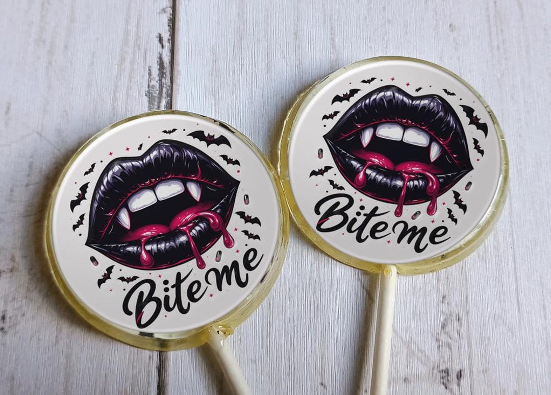Bite Me Vampire Halloween Lollipops, Set of 3, Souvenir Lollipops ...