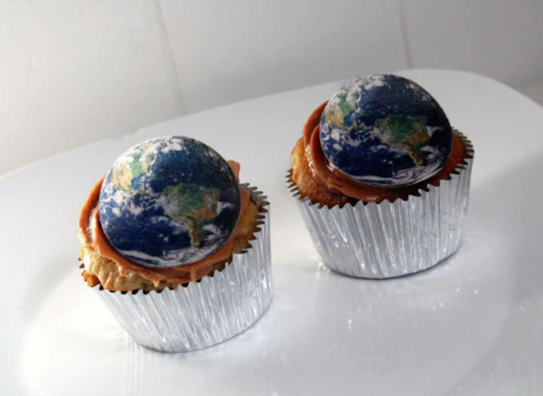Edible Cake Decorations, Planet Earth Edible Decorations, Set of ...