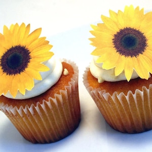 Edible Flower Cake Decorations, Yellow Edible Sunflowers, Set of 12 ...