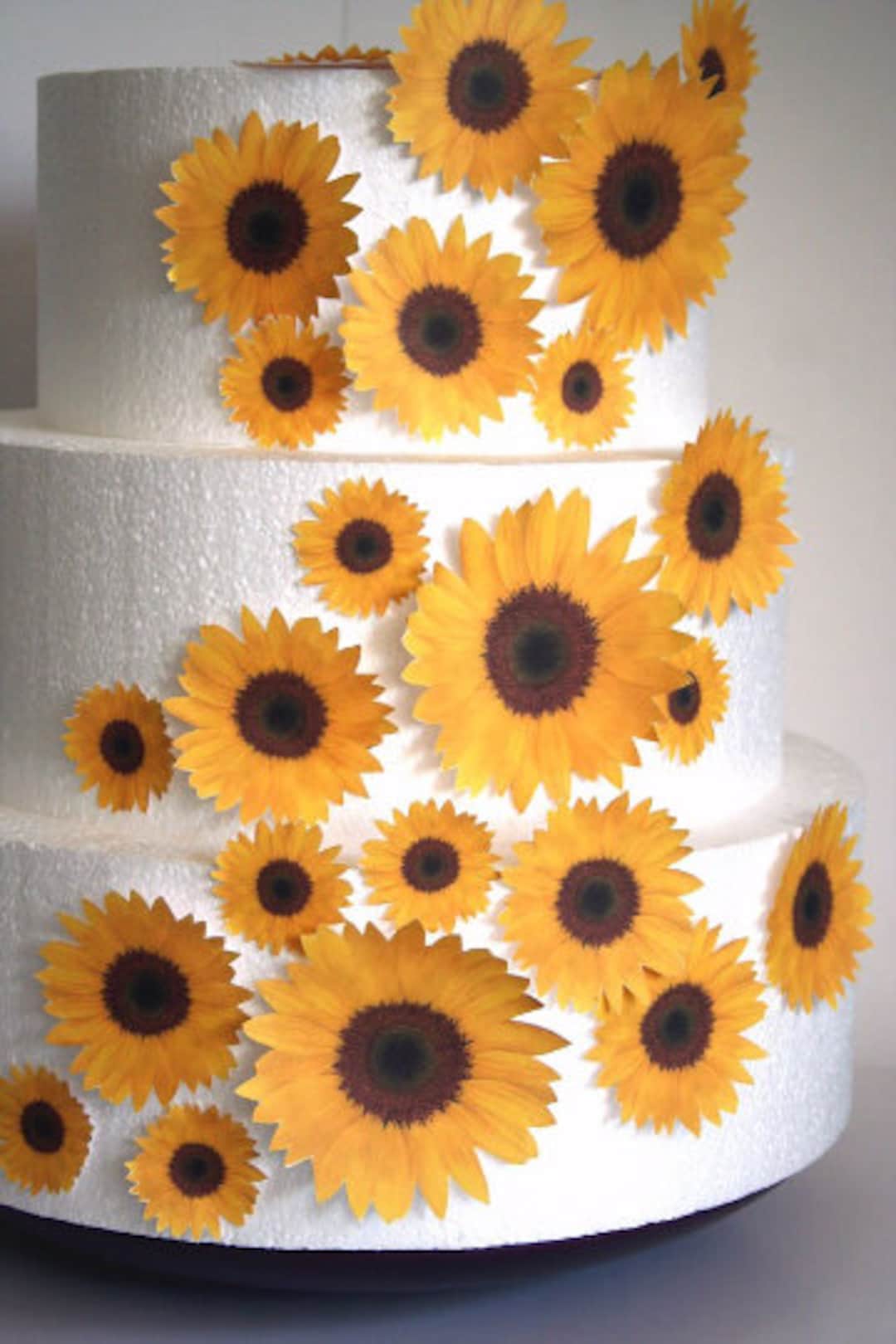 Edible Flower Cake Decorations, Yellow Edible Sunflowers, Set of 24 DIY ...