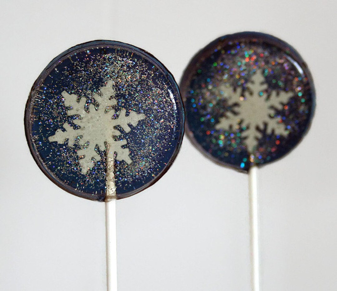 Navy Blue Snowflakes Winter Wedding Favor Lollipops, Set of 25, Frozen ...