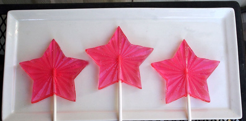 Pink Stars Lollipops Large Faceted Hard Candy Stars 6 - Etsy
