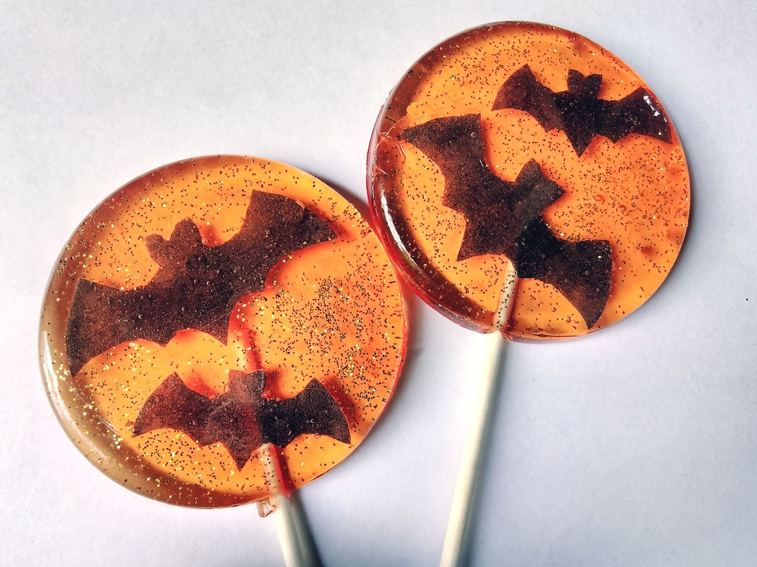 Halloween Party Favor Lollipops, Black Bats Lollipops, Set of 6 Edible ...
