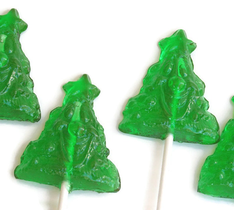 Christmas Tree Lollipops - Green Apple Flavor Hard Candy- 4 Lollipop ...