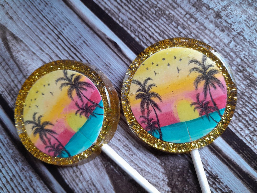Tropical Beach Sunset Lollipop, Beach Party Set of 3, Souvenir ...