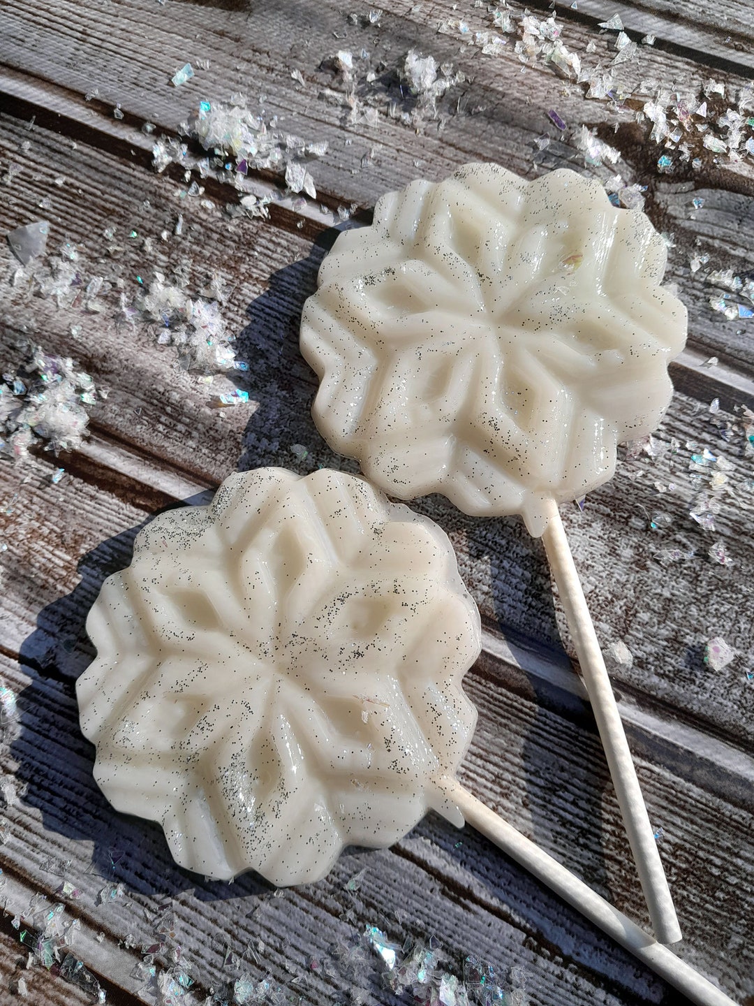Sparkly White Snowflake Lollipops With Edible Glitter, 6 Lollipops ...