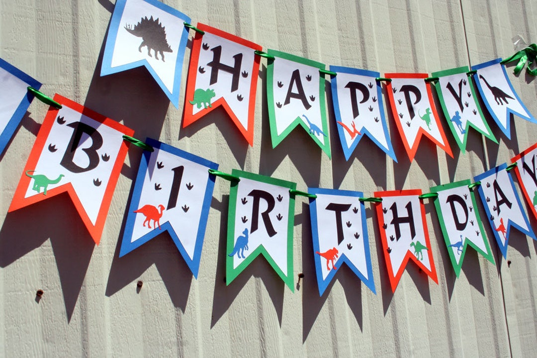 Dinosaur Birthday Party Banner, Dinosaur Party Decorations, Primary ...