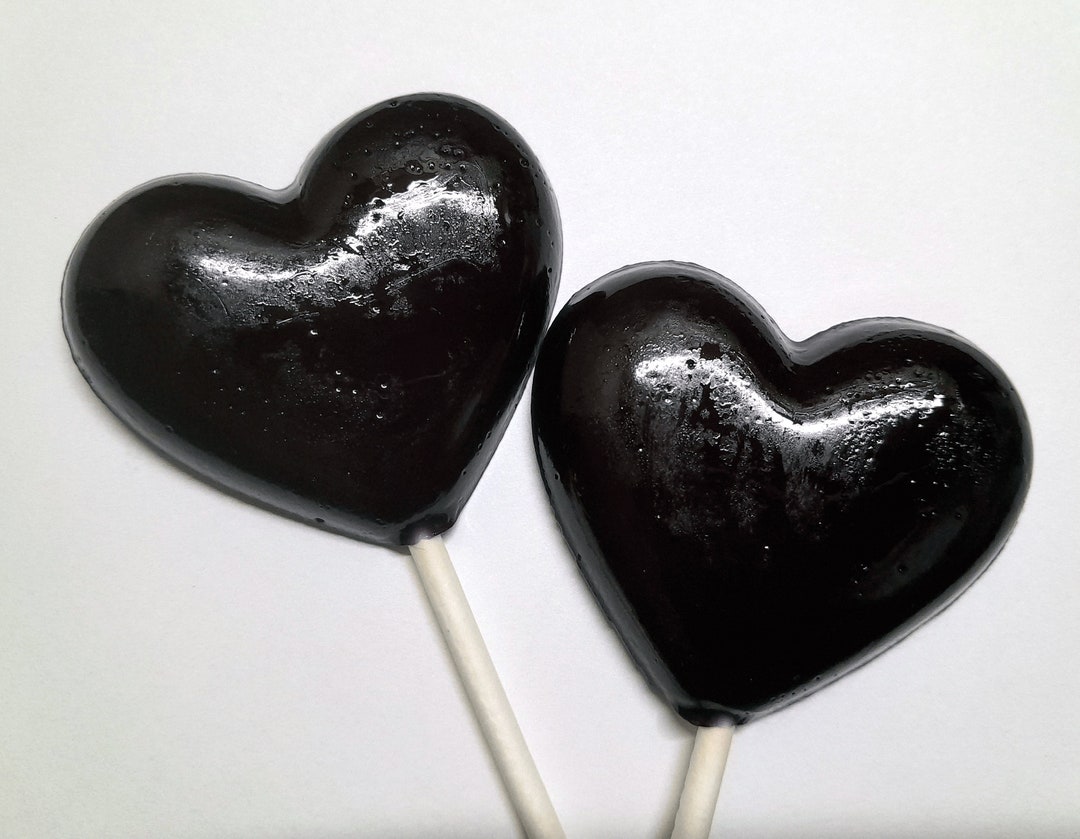 Black Hearts Wedding Favor Lollipops - Valentines Day Hard Candy- 6 ...