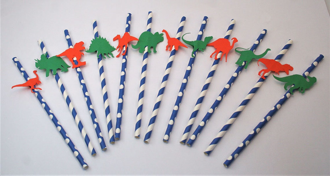 Dinosaur Party Straws Dinosaur Decor Set of 12 Straws - Etsy