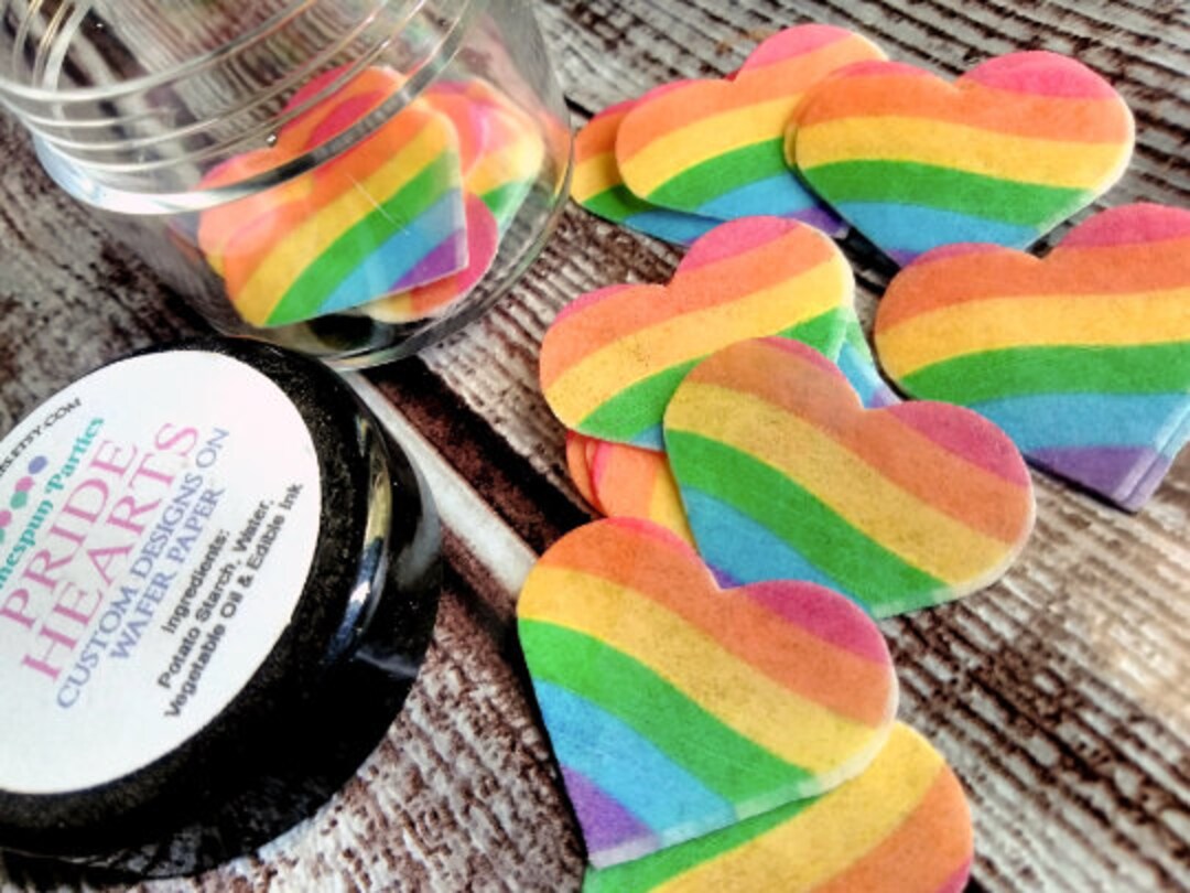 Mini Pride Heart Cake Decorations, LGBTQ Drink Topper, Cocoa Bomb ...