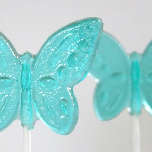 Light Aqua Blue Butterfly Lollipops - Hard Candy Lollipops - 16 ...