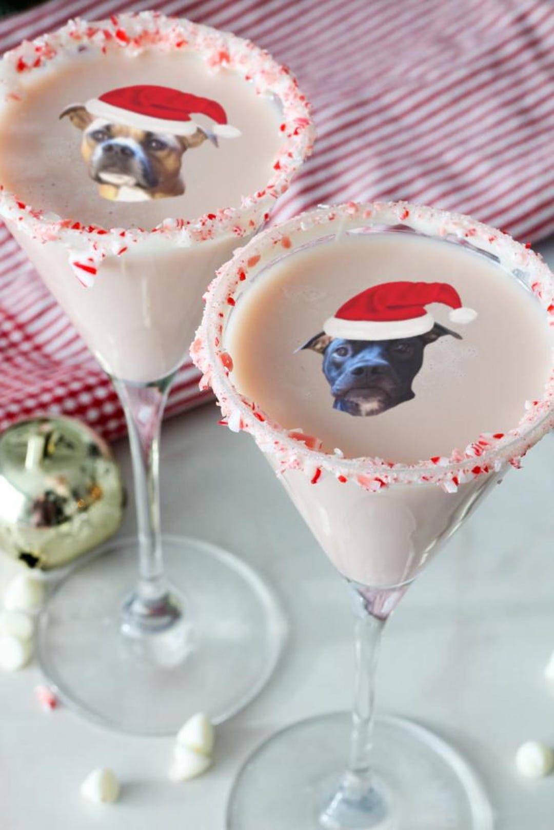 Custom Pet Photo With Santa Hat Party Drink Toppers, Cocktail Drink ...