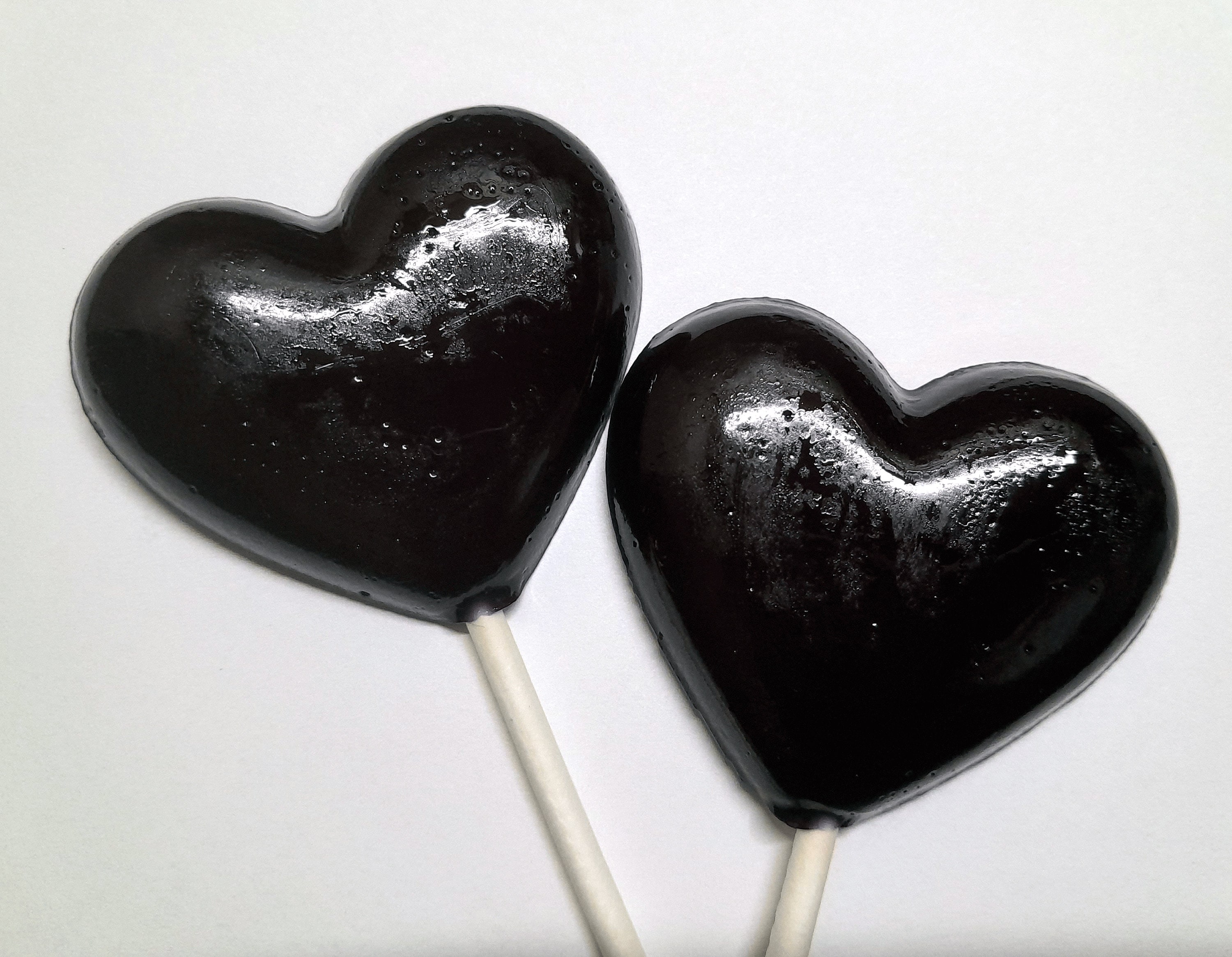 Black Hearts Wedding Favor Lollipops - Valentines Day Hard Candy- 12 ...