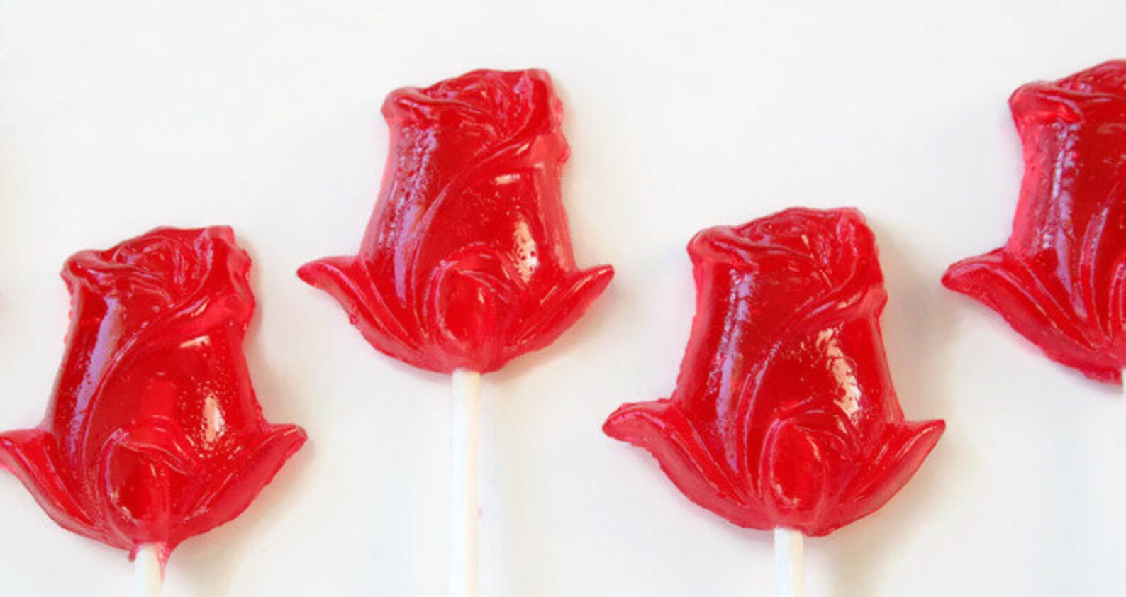 Red Rose Wedding Favor Lollipops - Valentines Day Hard Candy - 10 ...