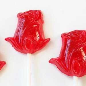 Red Rose Wedding Favor Lollipops - Valentines Day Hard Candy - 10 ...