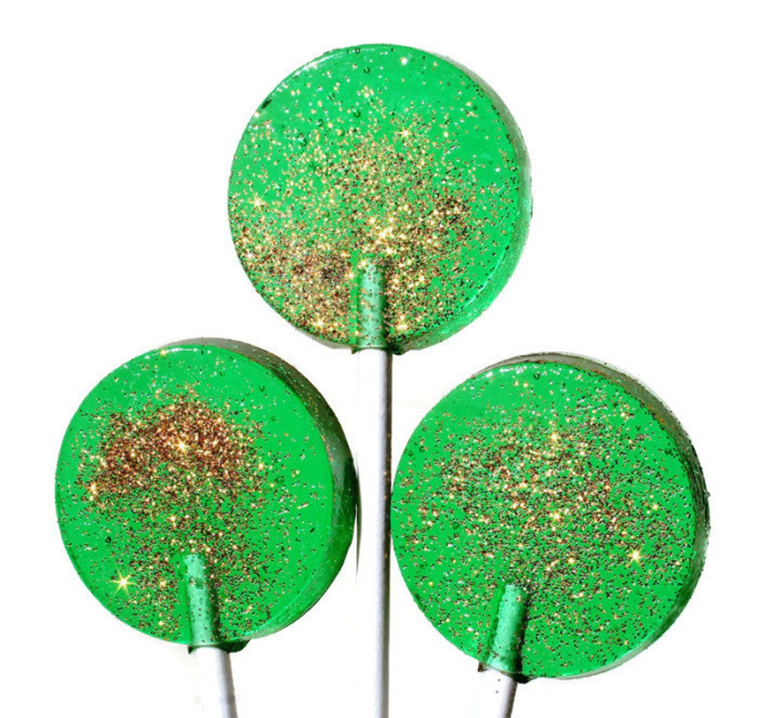 St Patricks Day Lollipops Green and Gold Hard Candy With Edible Glitter ...