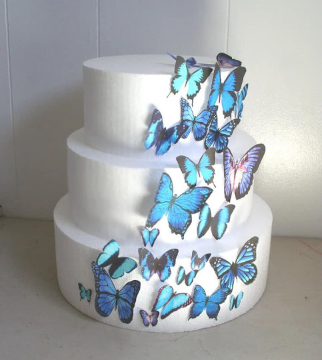 Edible Butterfly Cake Decorations, Blue and Black Edible Butterflies ...