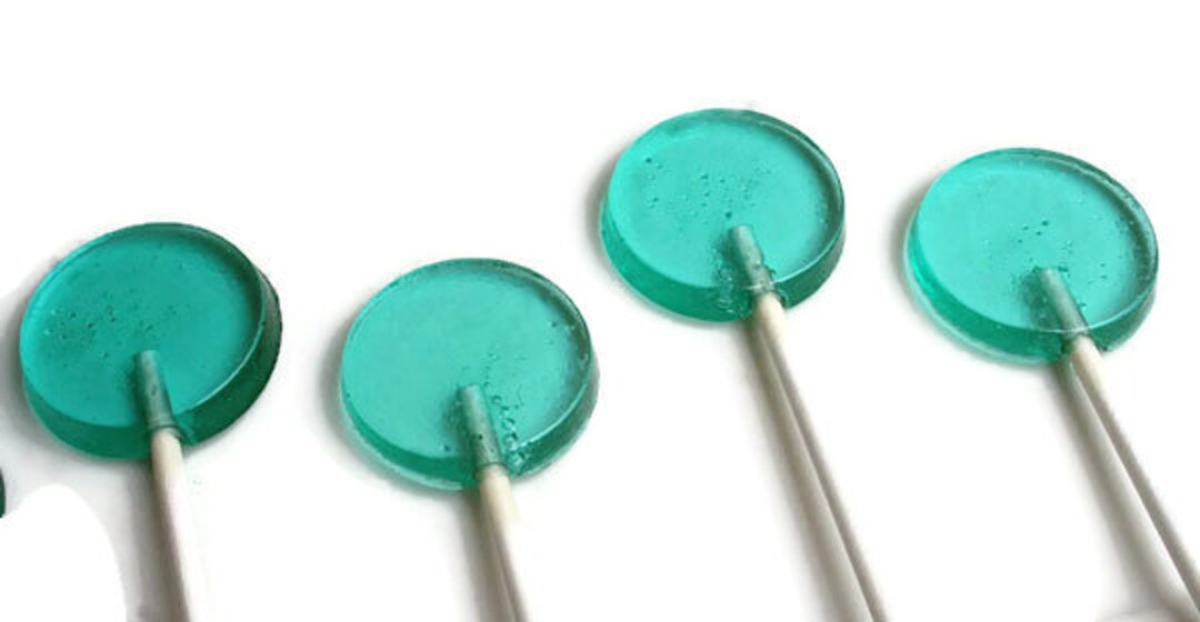 Light Aqua Blue Lollipops - Hard Candy Lollipops - 6 Lollipop Pack ...